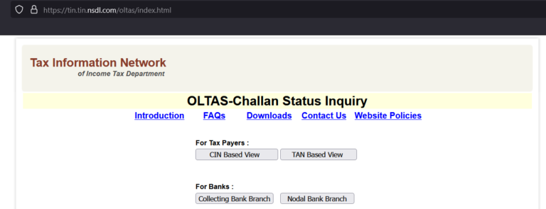 Oltas Challan Status - TDS Challan Status