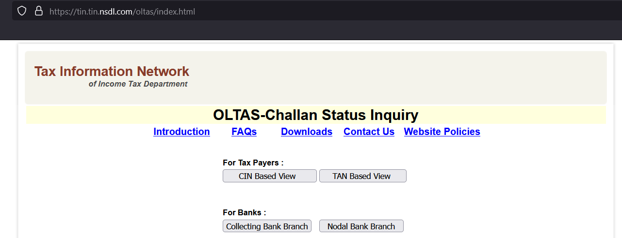 Oltas Challan Status - TDS Challan Status