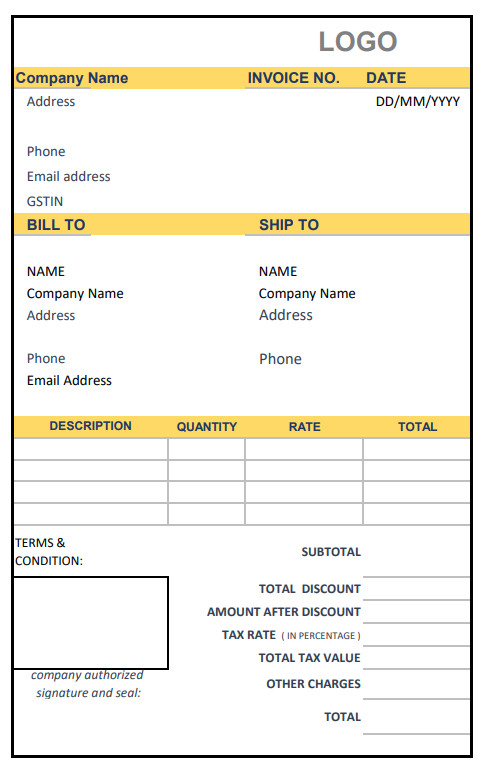 Photography Bill Book Format Free Download