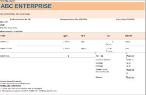 Proforma Invoice Format in Excel | Free Download