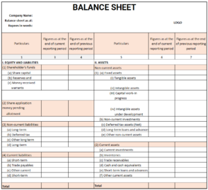 Horizontal Balance Sheet Format in Excel, Word & PDF for Free