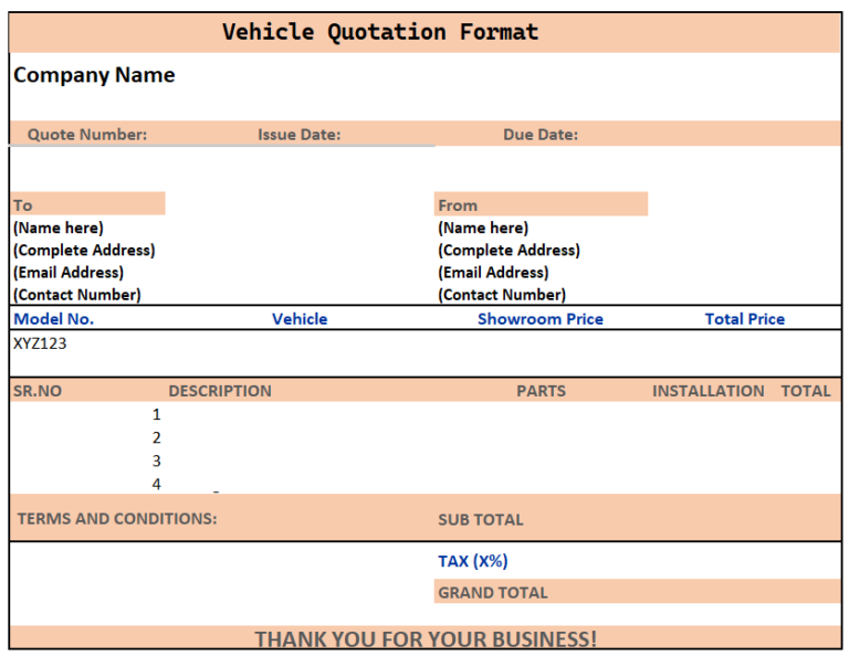 Bike Quotation Format | Quotation for Bike | myBillBook