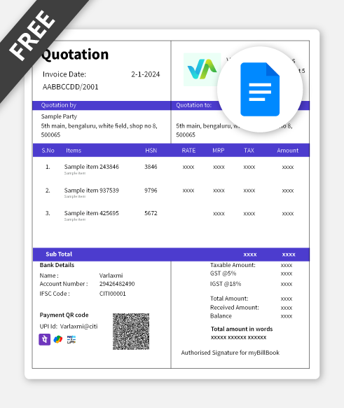 Quotation Format Template In Word, Excel, PDF | myBillBook