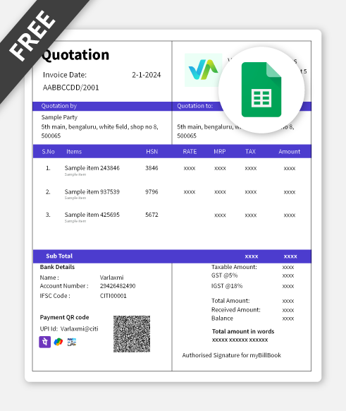Quotation Format Template In Word, Excel, PDF | myBillBook