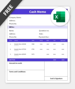 Cash Memo Format - In Word, Excel, PDF - Free Download
