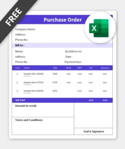 Free Purchase Order Format - In Word, Excel, PDF | myBillBook