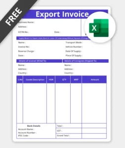 GST Export Invoice Format in Word, Excel & PDF | Free Download