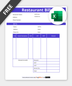 Restaurant Bill Format | Free Download in Word, Excel and PDF