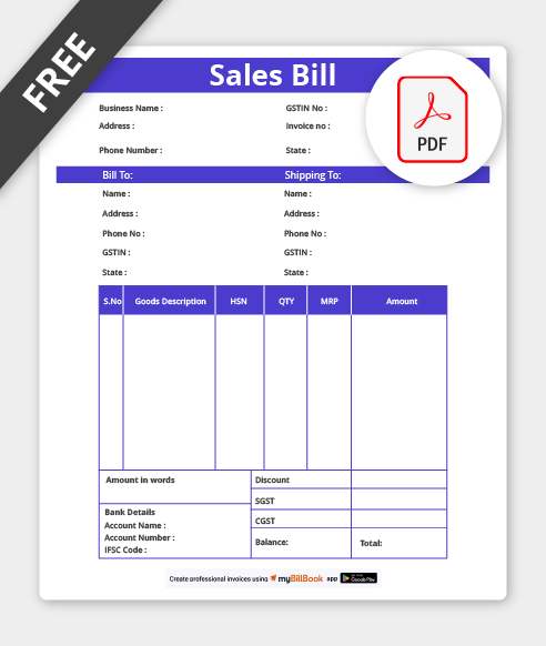 Sales Bill Format | Free Download in Excel, Word & PDF