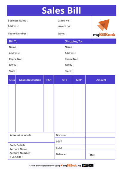 Sales Bill Format | Free Download in Excel, Word & PDF