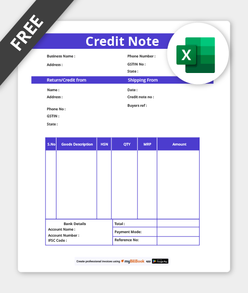 Credit Note Format in Excel, Word, PDF | Free Download