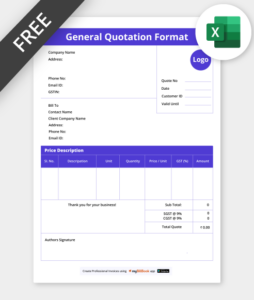 Quotation Format in Excel | Free Download & GST Templates