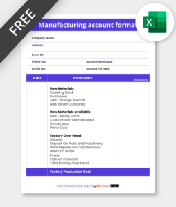 Manufacturing Account Format | PDF & Excel Templates
