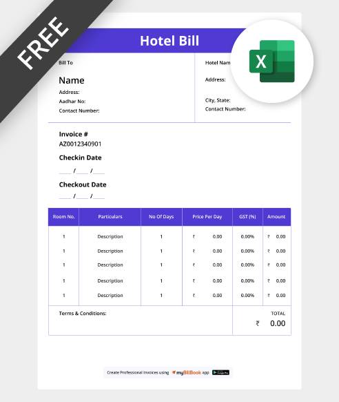 Hotel Bill Format in Word, Excel & PDF | Free Download