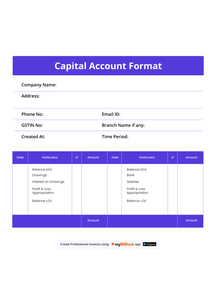 Capital Account Format Guide for Individuals & Partnerships