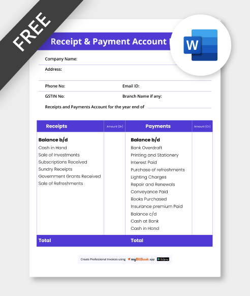 Receipt and Payment Account Format | Download Free Excel