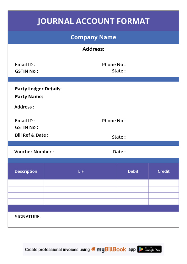Journal Account Format Word, Excel, PDF