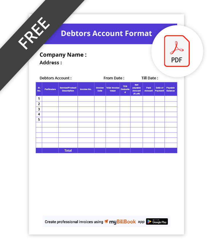 Debtors Account Format - Word, Excel, PDF