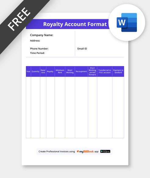 Royalty Account Format for Easy Record-Keeping
