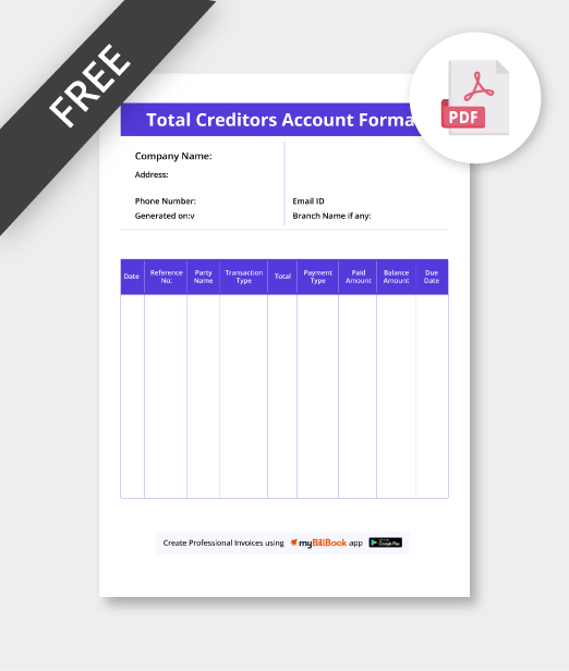 Total Creditors Account FormatJoint Venture Account Forma