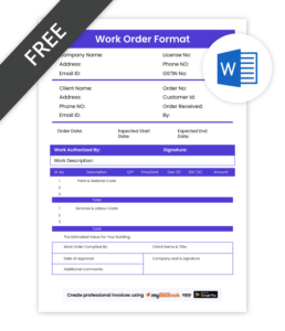 Download Free Work Order Format (Word, Excel, PDF)