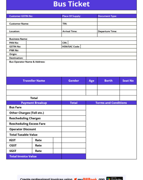Bus Ticket Format (India) – Download Free Word, Excel & PDF