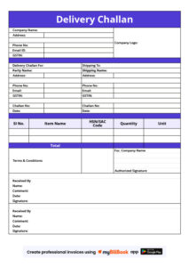 Delivery Challan in Excel – Free GST Template
