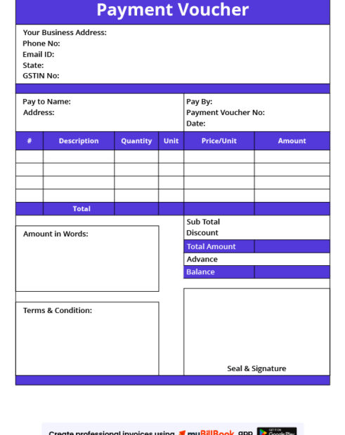 Payment Voucher Format – Download Free Word, Excel & PDF