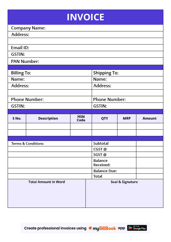 Invoice Format in India – Free GST Invoice Templates