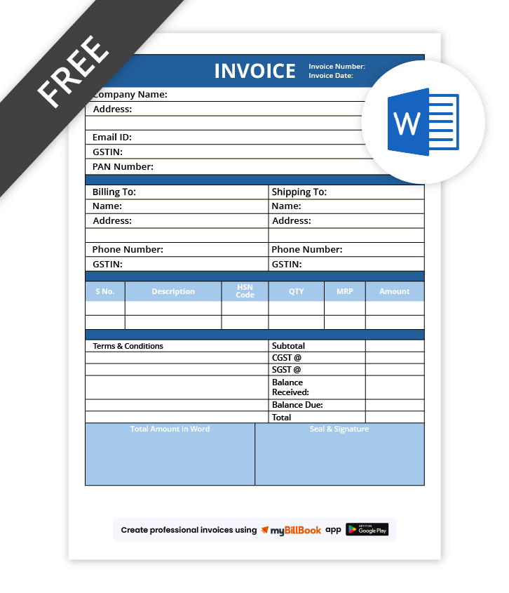 Standard Invoice Template Word