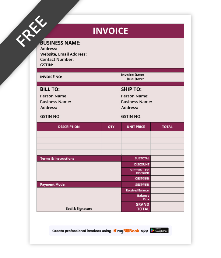 Invoice Format in India – Free GST Invoice Templates