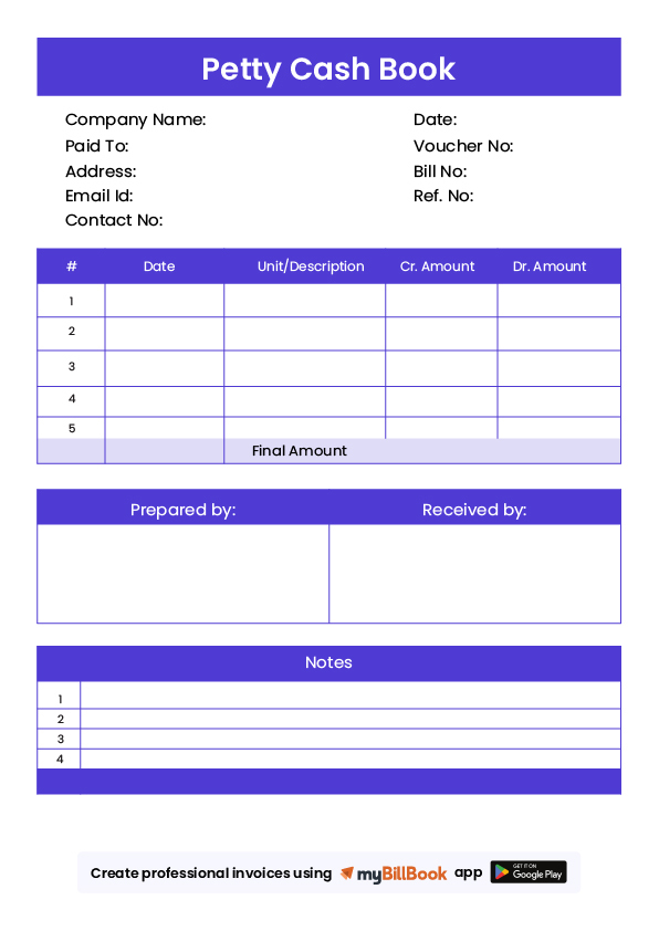 Petty Cash Book Format – Word, Excel & PDF Free Download