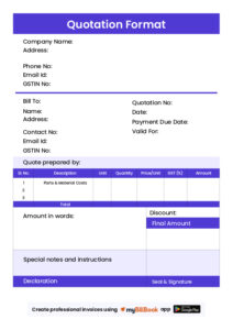 Quotation Format in Word – Free Download Templates for GST