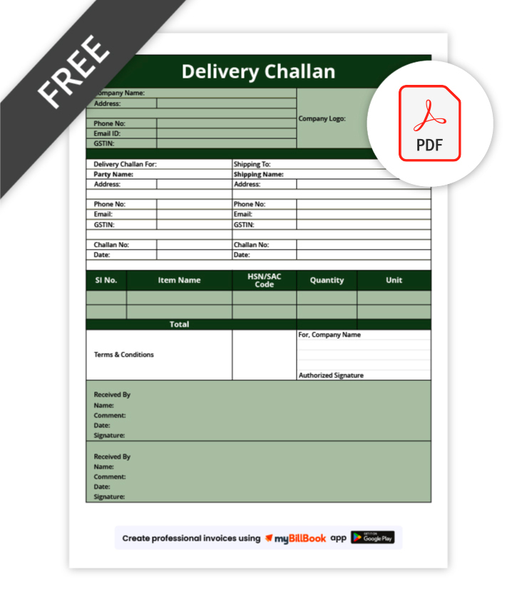 Delivery Challan Format in PDF – Free Download (India)