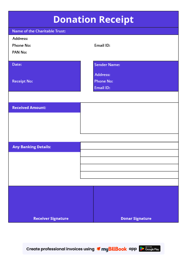 Free Donation Receipt Format- Download Now