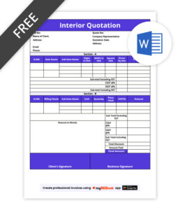 Free Interior Design Quotation Format Templates
