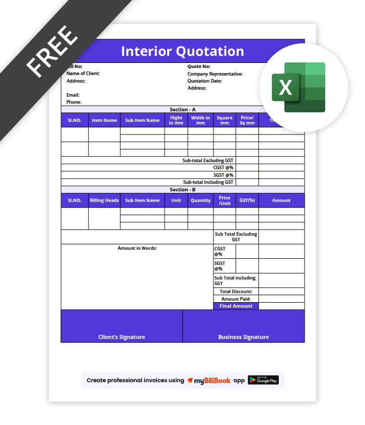 Free Interior Design Quotation Format Templates