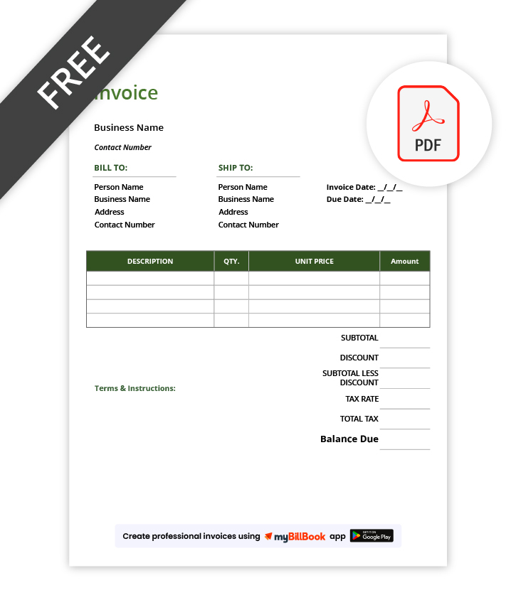 Free Invoice Format in PDF - Download Now