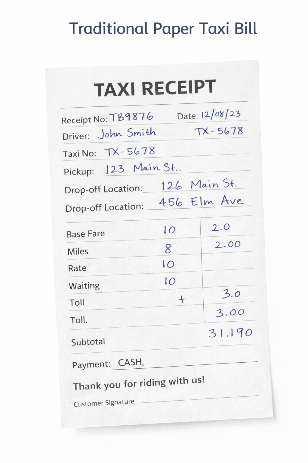 Taxi Bill Format – Free Download in Word, Excel & PDF