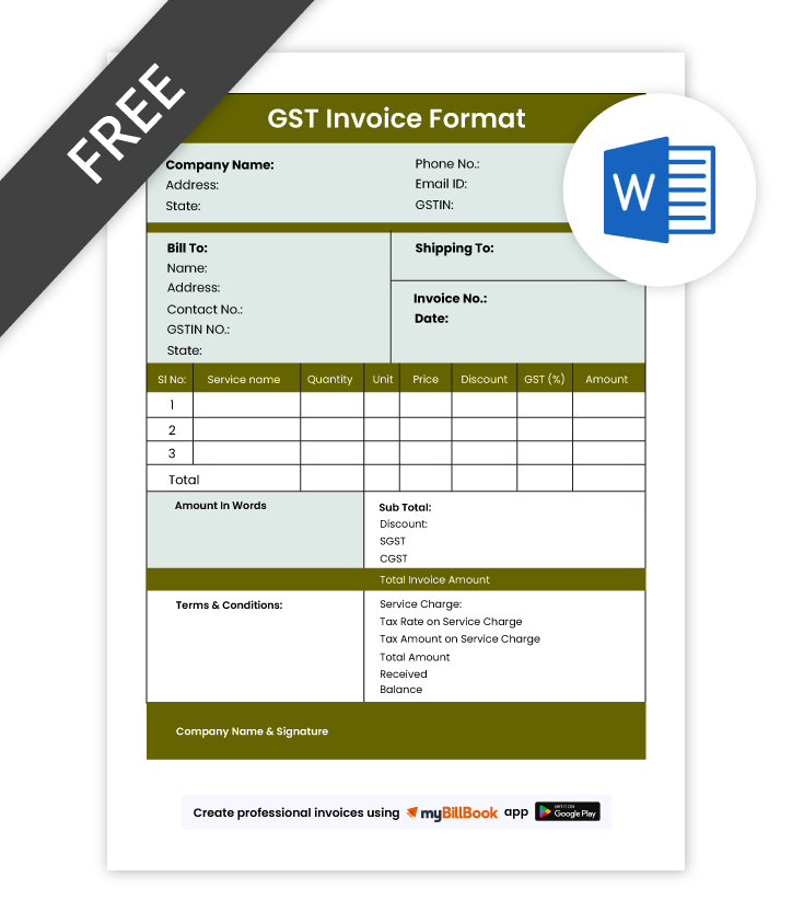 GST Invoice Format - Download Free Templates