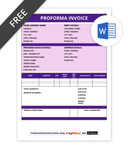 Free Proforma Invoice Format | Word, Excel, PDF